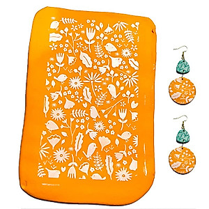 Silk Screen Stencils for Polymer Clay, Reusable Silk Screen Stencils for Printing on Jewelry Clay Earrings Decoration, Geometric Patterns Polymer Clay Silk Screen Stencils for Cup Plate DIY Decor