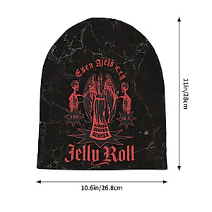 YEACITY Jelly Music Roll Beanie Hat Adult Skull Cap Warm Slouchy Knit Hat Headwear Head Wrap Cap for Men Women Black