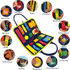 Rrwin Toddlers Busy Board for 1 2 3 4 Year Old Montessori Sensory Preschool Activities Educational Travel Toys Boys & Grils Gifts Learning Basic Dress Skills