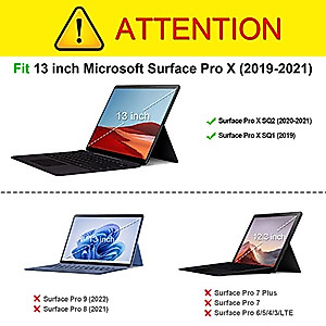 Fintie Case for Microsoft Surface Pro X (2021/2020/2019) - Hard Shell Slim Portfolio Cover Compatible with Type Cover Keyboard for 13 Inch New Surface Pro X (SQ1/SQ2), Marble Pink