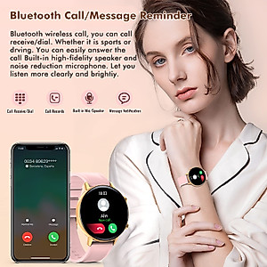 Smart Watch for Women(Call Receive/Dial),Fitness Trackers Waterproof Smart Watches for Android Phones Smartwatch with Blood Pressure Heart Rate Sleep Monitor Sport Running Pedometer Touch Screen