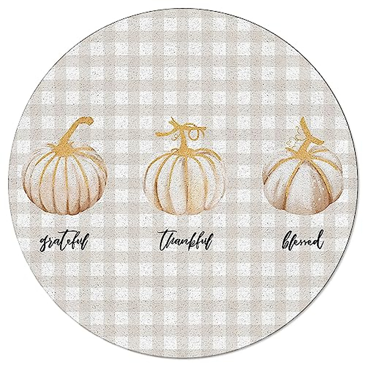 Bufflao Plaid Pumpkins Large Area Rugs Carpet 6 Feet for Bedroom Living Room,Accent Throw Kitchen Hallway Bathroom Runner Rug Low Pile Entryway Door Floor Mat,Thanksgiving Harvest Festival Fall