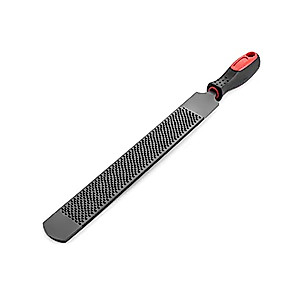 QWORK 14" Farrier Rasp File Double-Sided Hoof File, Farrier Hoof Rasp with Rubber Handle, Goat Rasp Pig Hoof File, Horse Equine Rasp Hoof, Horse Hooves and Pig Hooves, Improved Precision Edges