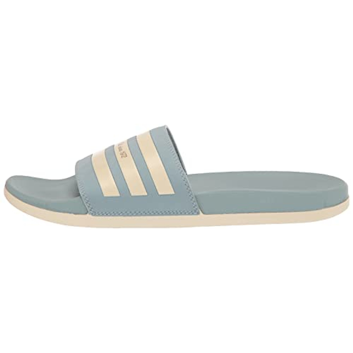 adidas Unisex Adilette Comfort Slide Sandal, Magic Grey/Wonder White/Gold Metallic, 13 US Women