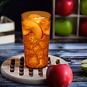 Amazing Abby - Cafely - 16-Ounce Plastic Tumblers (Set of 8), Plastic Drinking Glasses, Restaurant-Style Tumblers, Commercial-Grade Cups, Stackable, BPA-Free, Shatter-Proof, Dishwasher-Safe, Amber