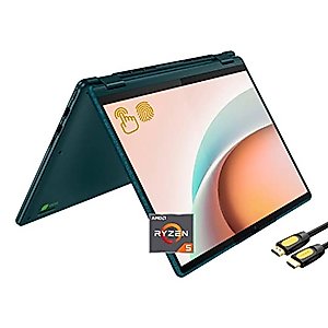 Lenovo Yoga 6 Touch 2-in-1 Laptop, 13.3" WUXGA (1920x1200), AMD 6-Core Ryzen 5 5500U (Beat i7-10850H), 8GB RAM, 512GB SSD, USB-C, HDMI, WiFi 6, Backlit, FP Reader, SPS HDMI Cable, Dark Teal, Win 11