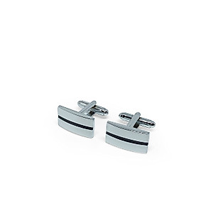 Anthony Harrison Men's Cufflinks – Silver Black Cufflinks for Men – Premium Stainless Steel Jewelry for Men – Elegant and Classy Cufflinks for Men Set – Ideal for Wedding, Party, Ceremony