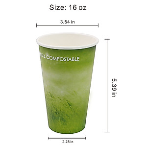 Yes!Fresh Disposable Hot Paper Cup,To Go Hot Cups for Coffee, Hot Liquid, Chocolate, Juice,Suitable for Party, Picnic, Travel, and Events (16 oz, 100 Count, Green)