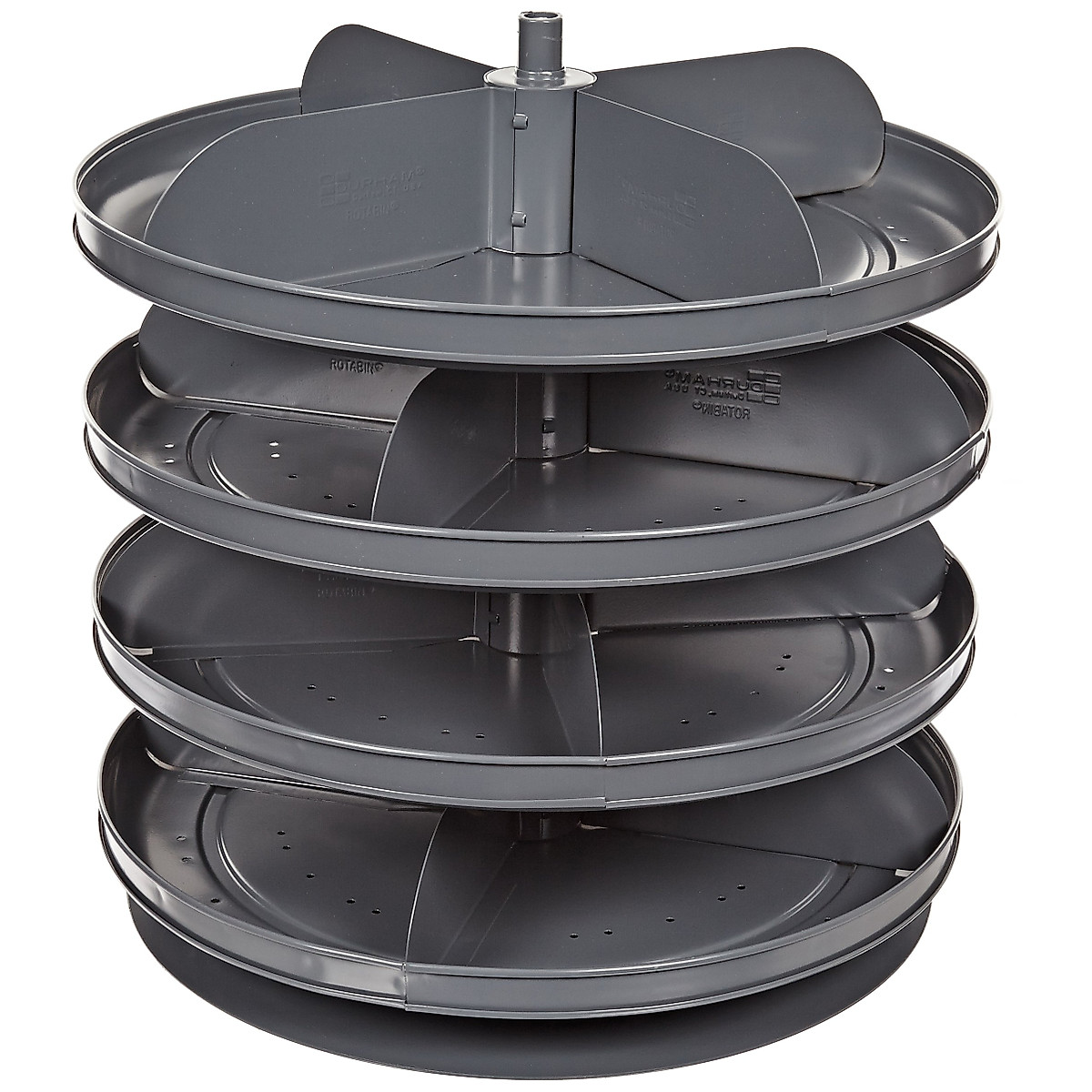 Durham 1104-95 Rotabin Gray Cold Rolled Steel 4 Revolving Shelves, 240lbs Capacity, 17" Diameter x 17-3/8" Height