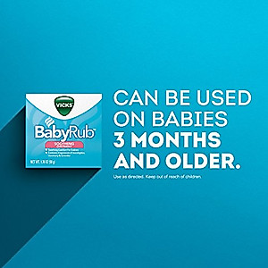 Vicks BabyRub, Non-Medicated Soothing Chest Rub Ointment with Eucalyptus, Rosemary, and Lavender to Soothe, Calm, and Relax Baby, For Babies Ages 3 Months, + 1.76 OZ