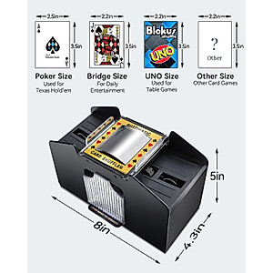 ARTISHION Automatic Card Shuffler - 1-4 Deck, Poker Shuffler Machine, Casino Card Electric Shuffler, Lower Noise Playing Card Shuffler for UNO, Phase 10, Skip Bo Card Games,Sleeved Card