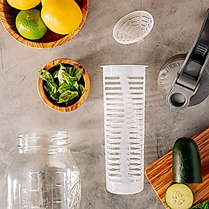 County Line Kitchen Glass Water Infuser Pitcher to Infuse Fruit, Juice & Teas - Easy Clean Pitchers w/Lid & Handle for Hot/Cold Beverages & Ice Tea - 2qt (64oz/1.9Liter) Durable Mason Jar