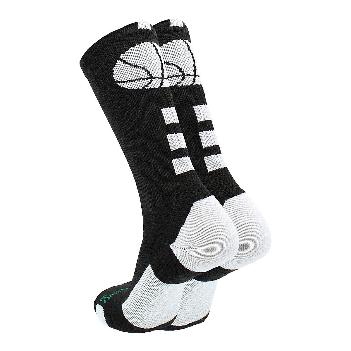 MadSportsStuff Basketball Logo Athletic Crew Socks, Medium - Black/White