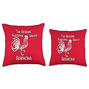 Original Awesome Sauce Sriracha Design Co Long Sleeve Sriracha The Original Awesome Sauce Rooster Throw Pillow, 18x18, Multicolor