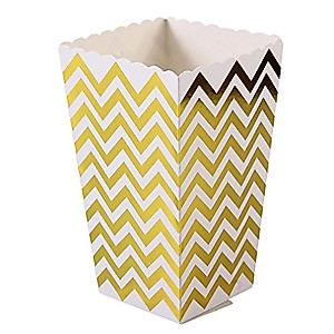 Tikellar Popcorn Boxes,12pcs/lot Silver Metallic Mini Party Paper Popcorn Boxes Sanck Favor Bags Wedding Birthday Movie Party Supplies