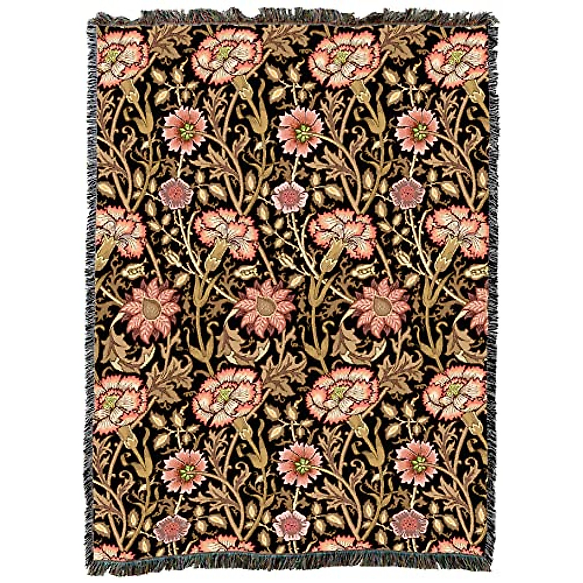 Pure Country Weavers William Morris Pink and Rose Blush Blanket - Arts & Crafts - Gift Tapestry Throw Woven from Cotton - Made in The USA (72x54)