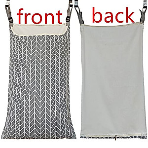 HDHYK Adjustable Space Saving Door Hanging Laundry Hamper Bag with Over Door Hooks for Dirty Laundry