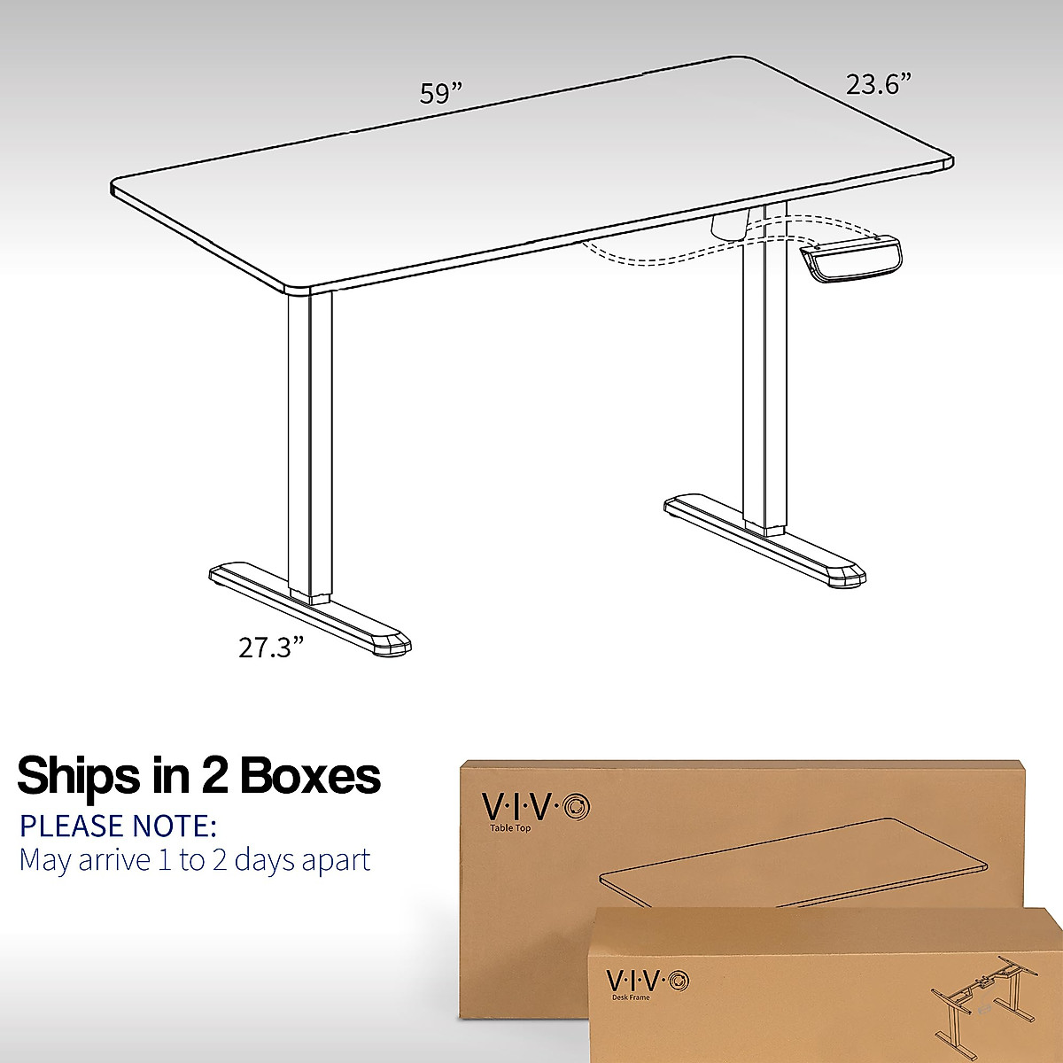 VIVO Electric Height Adjustable 60 x 24 inch Stand Up Desk, Espresso Solid One-Piece Table Top, Black Frame, Standing Workstation with Elegant Touch Screen Controller, DESK-KIT-2E6E