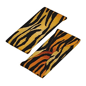 AMRANDOM Men Women Sweatband Animal Print Tiger Black Gold Sports Friendly Stretchy Athletic Sweatbands for Running, Cross Training, Yoga, Bike