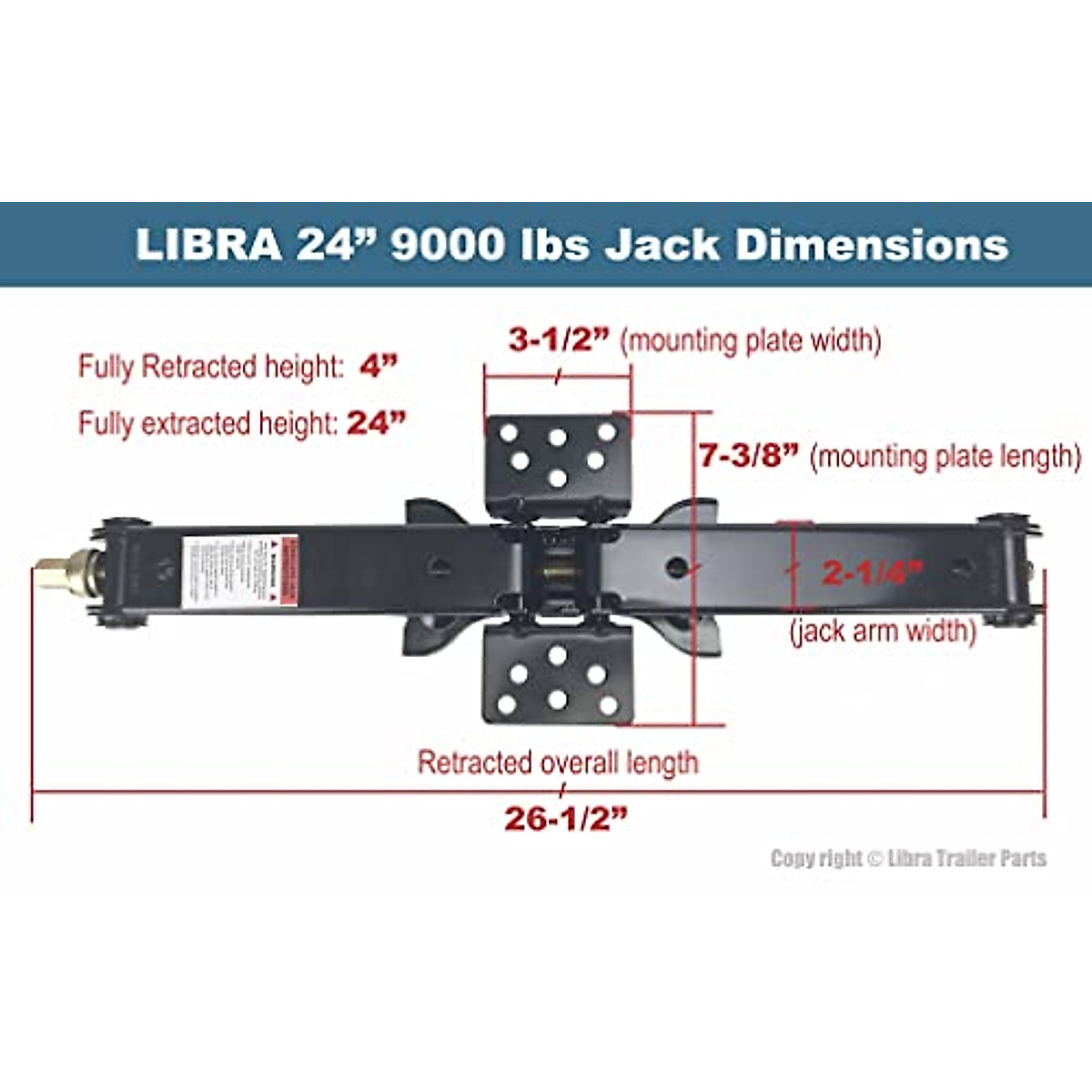 LIBRA True HD 9000 lb Heavy Duty 24" RV Trailer Stabilizer Leveling Scissor Jack 26093