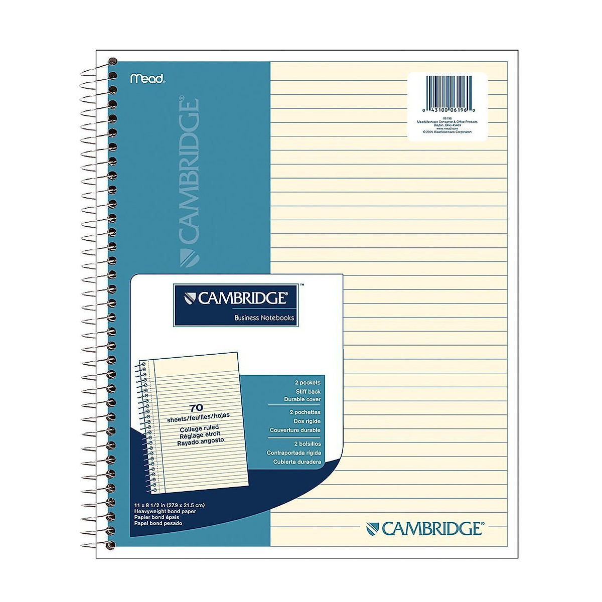 Cambridge Ivory Wirebound Notebook, 70 sheets (06196) Pack Of 2
