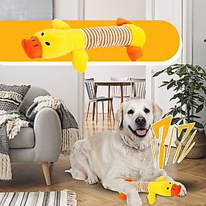 Puppy Plush Duck - Pet Squeaky Playtinhg - Crinkly Dog Toy, Squeaking Dog Plushie | Duck Shaped Teething Toy with Sound, Pet Dentals Care, Breed Specific Chew Toy for Dogs Puppies Aggressive Chewers