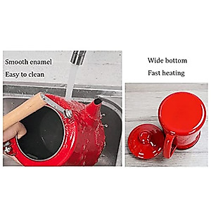SAAKO Practical Teakettle Tea Kettles Ceramic Kettle Red Coffee Kettle Heat Resistant Handle Tea Pots for Gas and Induction Cooktops Teapot 1.2l Portable