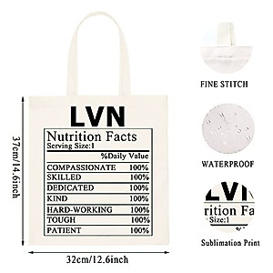 WCGXKO LVN Gift Licensed Vocational Nurse Gift LVN Nutrition Facts Nurse Tote Bag Medical School Graduation Gift (LVN tote)