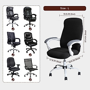 FORCHEER Office Chair Cover Water Resistant Black Stretch Jacquard Computer Chair Slipcover for Armrest Chairs(Large,Black)