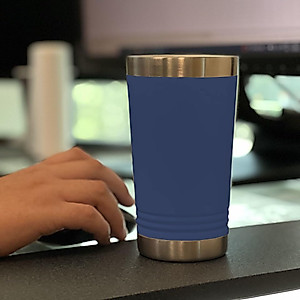 LaserGram 16oz Vacuum Insulated Pint Tumbler, Boat Anchor, Personalized Engraving Included (Navy Blue)