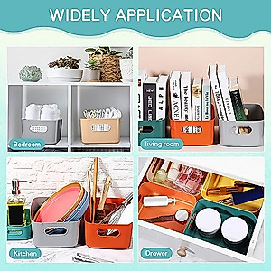 Uiifan 18 Pcs Plastic Storage Bins Small Storage Basket Pantry Baskets Containers Bathroom Baskets for Organizing Organizer with Handles for Kitchen Cupboard Box