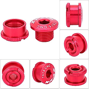 Crank Bolts Aluminum Alloy Crankset Single Chainring Bolts and Nuts for Outdoor Mountain Road (Red)