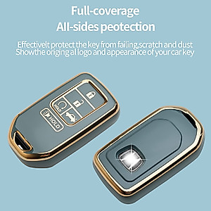 Bqepe for Honda Key Fob Cover Keychain Fit for,Accord Civic CRV Pilot Odyssey Passport Smart Remote Key,Smart Key Shell Case (Blue)