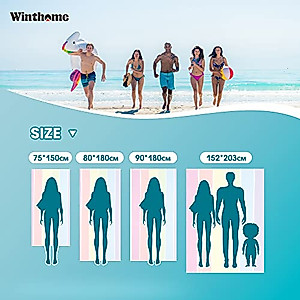 Winthome Microfiber Sand Free Beach Towel Thin Quick Fast Dry 35.4" x 70.8” Oversized Extra Large Lightweight Towels for Travel Sports Pool Swimming Bath Camping Yoga Girls Women Adults