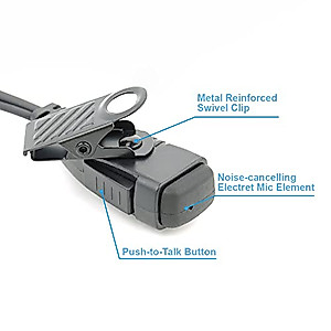 BANDARICOMM Radio Earpiece, 3.5mm 1-Pin C Shape Walkie Talkie Earpiece with PTT Mic Compatible with Motorola CLP1010, CLP1040, CLP1060 Two Way Radios Headphone Headset