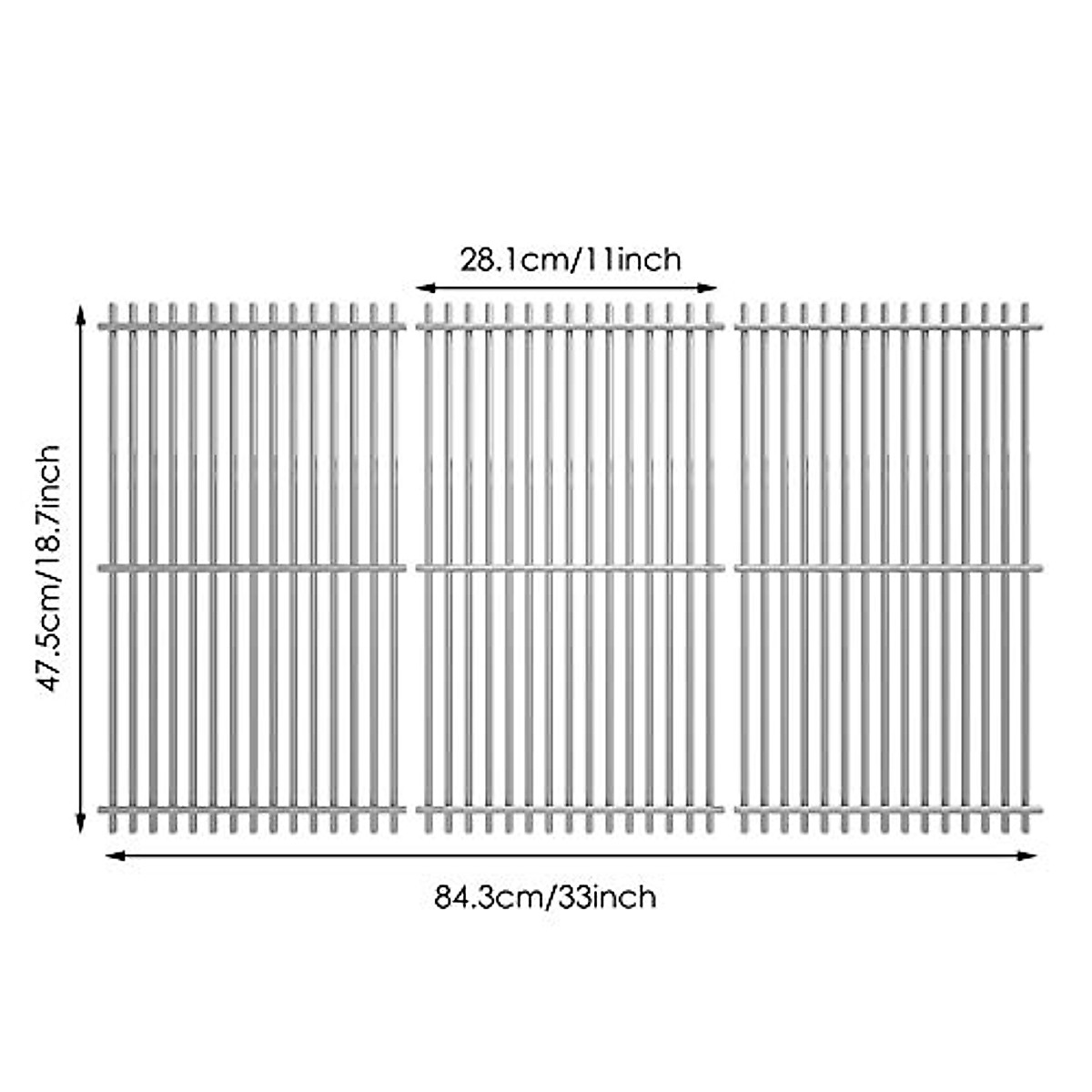 QuliMetal 18.7" Cooking Grates for Weber Genesis II 400 and Genesis II LX 400, Genesis II/LX E410 E415 E435 E440 S410 S415 S435 S440 Series Grills, Replaces for Weber 66089, 304 Stainless Steel