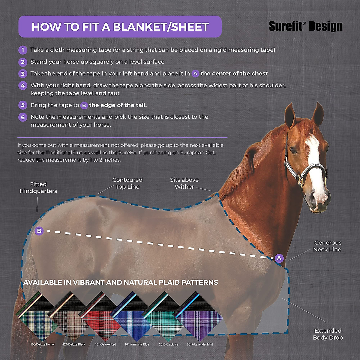 Kensington Breathable and UV Protective Sheet SureFit All Season Protection for Horse - 81", Lavender Mint