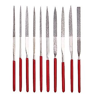 YAKAMOZ 10Pcs Mini Diamond Metal Files Set Micro Round Needle File Triangular Square Flat Riffler File Kit Wood Stone Glass Jewelry Fine File Tools for Jewelers Crafts Hobbies - 3x140mm