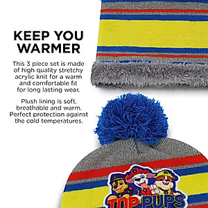 Nickelodeon Boys Toddler Winter, Scarf Paw Patrol Marshall Hat, Scarves & Kids Gloves Sets, Gray Mittens, Ages 2-4 and Ages 4-7
