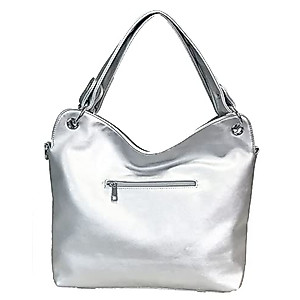 Zzfab Double Handles Starburst Bling Purse Silver Large