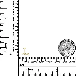 AVORA 14K Yellow Gold Graduated 3 Stone Simulated Diamond CZ Curved Bar Cartilage Piercing Flat Back Earring Body Jewelry (18 Gauge)