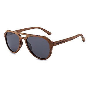 WOODONLY Aviator Wood Polarized Sunglasses - Cool Style Wooden Sun Glasses with Bamboo Case for Men and Women Perfect Gifts (walnut)