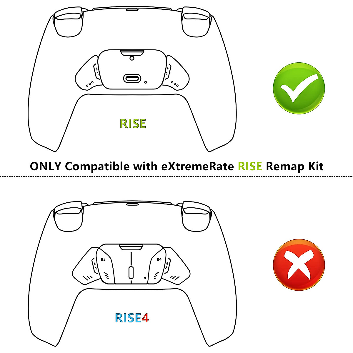 Scarlet Red Replacement Redesigned K1 K2 Back Button Housing Shell for PS5 Controller eXtremerate Rise Remap Kit - Controller & Rise Remap Board NOT Included