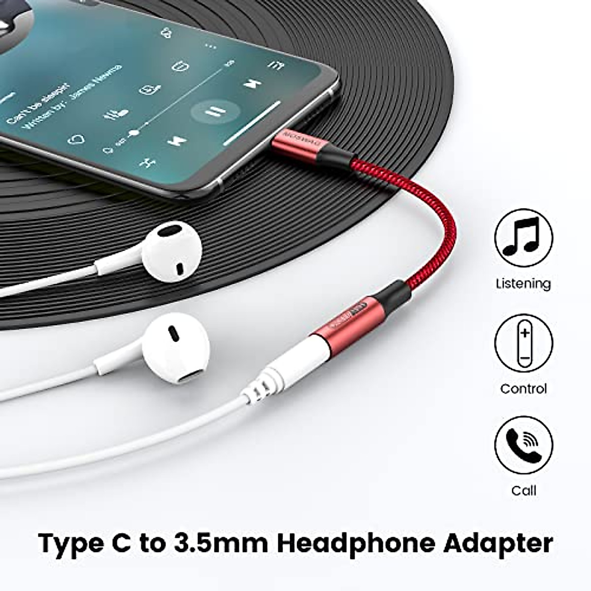 MOSWAG USB C to 3.5mm Audio Adapter, USB C Headphone Adapter for Samsung Galaxy S23 S22 S21 S20 Ultra, Note 20 10 S10 S9 Plus,Pixel 7 6 5 4 3 2 XL,ipad Pro and More