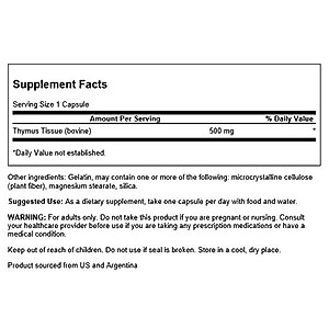 Swanson Raw Thymus Glandular 500 Milligrams 60 Capsules (2 Pack)