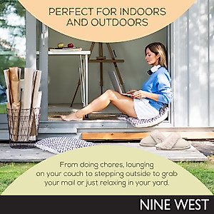 Nine West Scuff Slippers For Women, Extra Soft & Comfortable Winter House Shoes, Ivory, Small 5-6