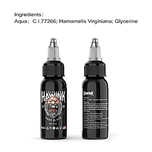 HAWINK Black Tattoo Ink 1 oz (30ml) Vegan-Friendly USA Standard Pigment Tattoo Supplies Pure Black TI203-30-001