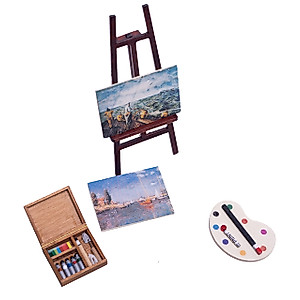 Fateanuki Doll House Accessory Painting Tool Set Miniature Dollhouse Toy Balcony Patio Furnitures Decoration Accessories 1 12 Scale