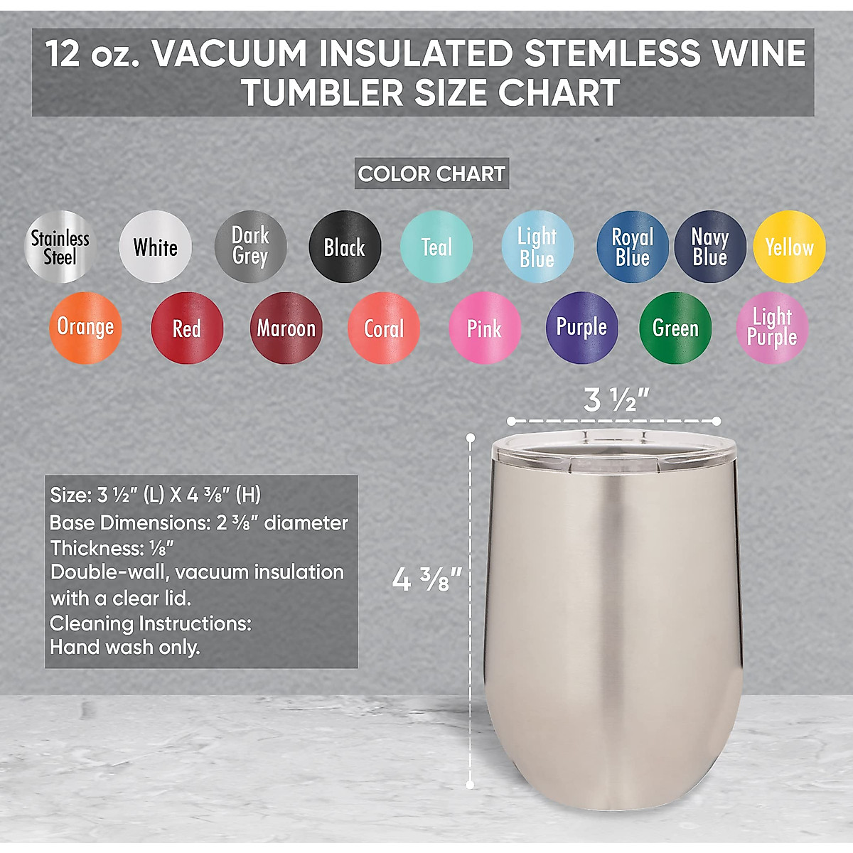TEEAMORE Personalized Stemless Wine Cup 12oz Add Your Text Name Stainless Steel Vacuum Insulated Wine Tumbler With Lid Coral