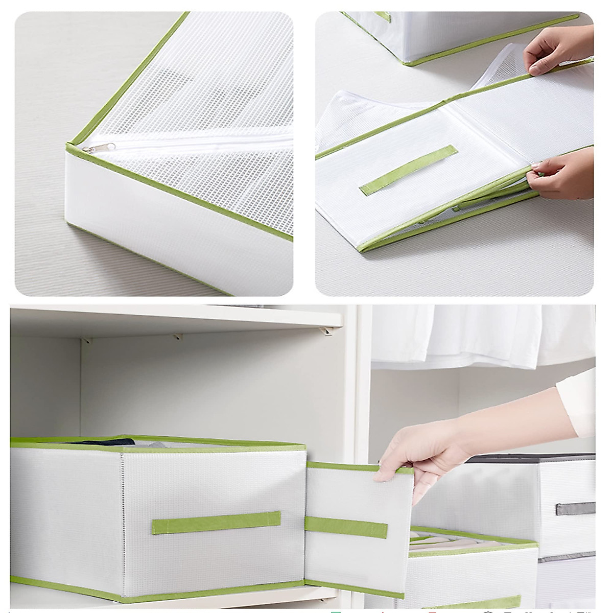 ORWCEZUE Upgraded 2 Pack Wardrobe Clothes Organizer Jeans Compartment Storage Box, Foldable Clothes Separator for Storage T-Shirt Leggings Pants